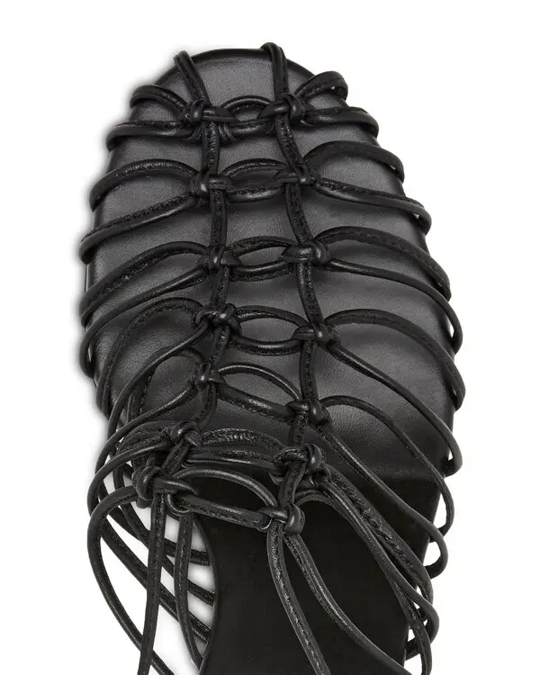 Proenza Schouler Tee Knot Strappy Leather Mid Heel Sandals - Black