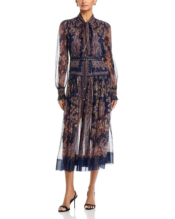SELF-PORTRAIT Printed Georgette Midi Dress