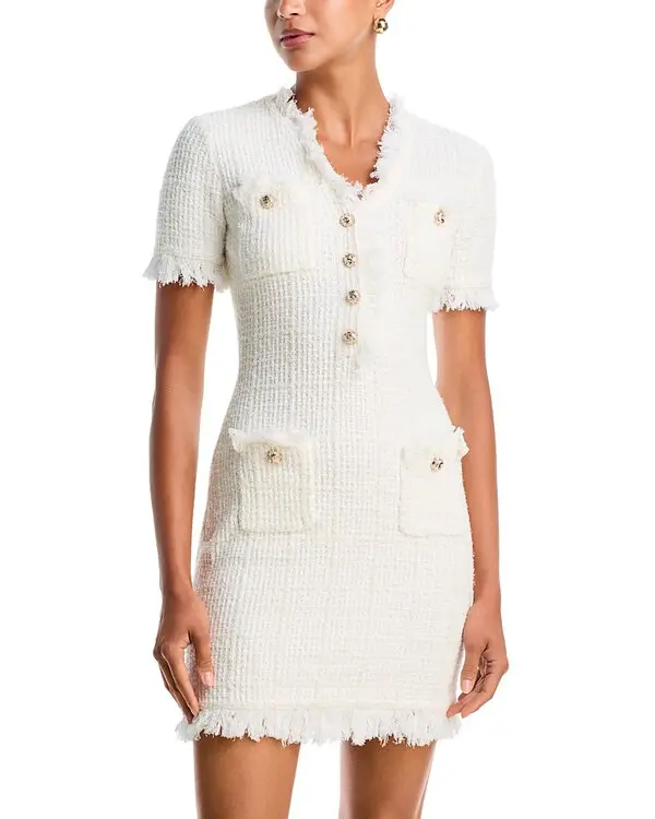 SELF-PORTRAIT Textured Knit Dress - Cream