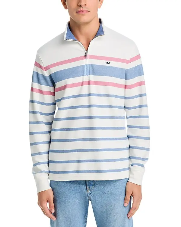 Vineyard Vines Engineered Breton Stripe Quarter Zip Sweater
