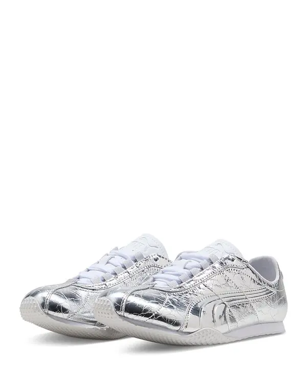PUMA H-street Lustre Metallic Leather Lace Up Sneakers - Grey