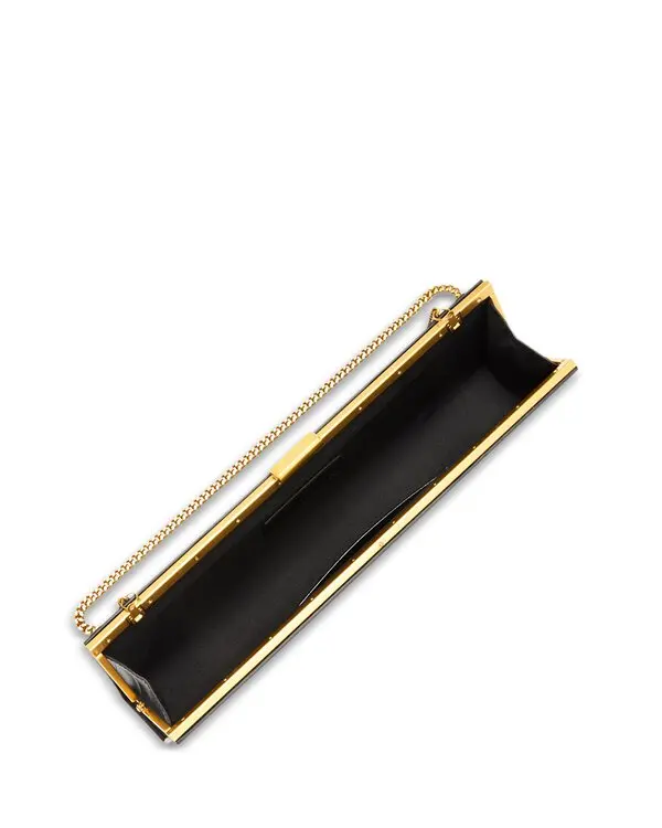Aqua Small Embossed Leather East West Clutch Exclusive - Black