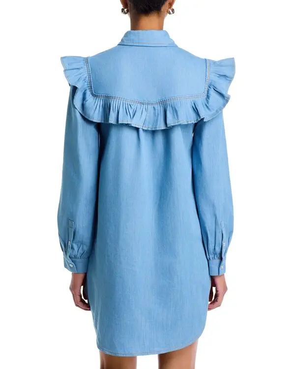 AREA STARS Parker Ruffled Denim Shirt Dress