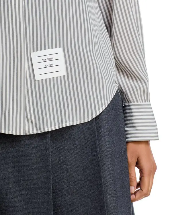 Thom Browne Silk Striped Blouse With Tie Detail