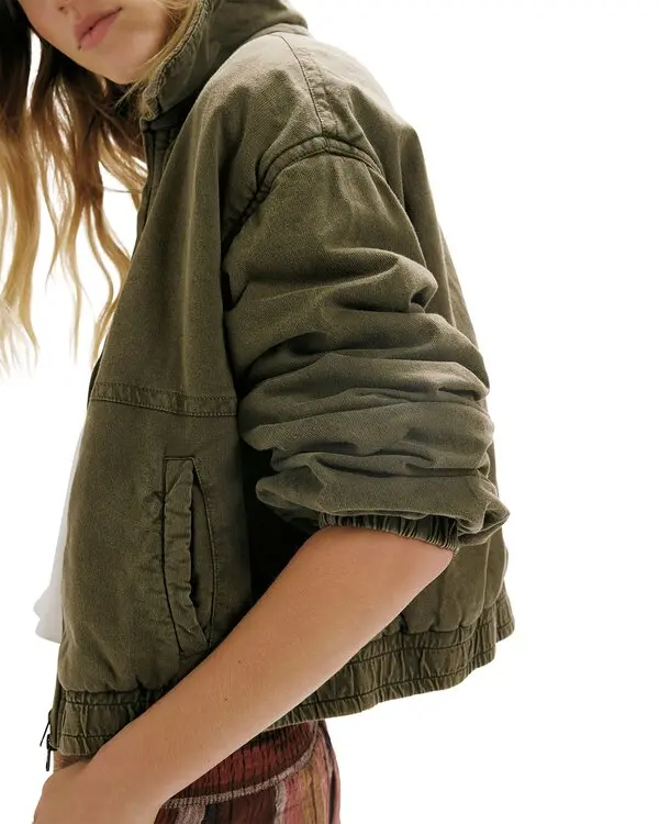 Free People Birdie Bomber Jacket - Olive Green