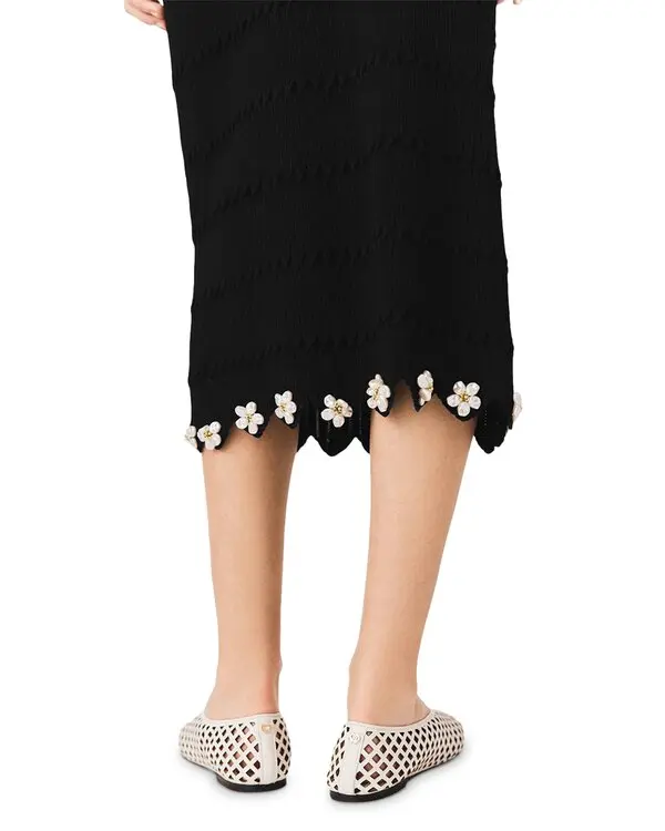Maje Jipearl Jeweled Flowers Knit Skirt