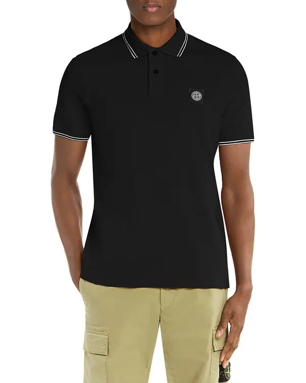 Stone Island Corta Slim Fit Cotton Blend Polo Shirt - Black