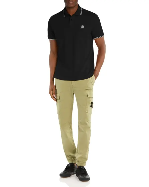 Stone Island Corta Slim Fit Cotton Blend Polo Shirt - Black
