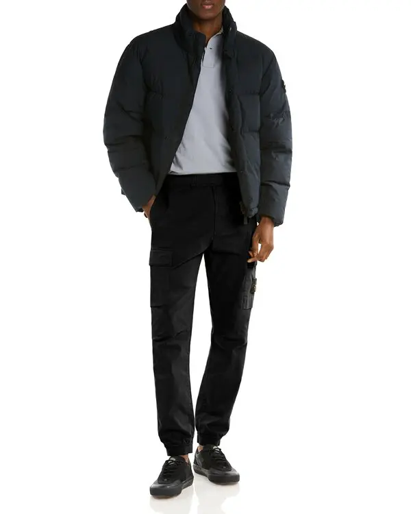 Stone Island Pantalone Slim Fit Tapered Cotton Blend Pants - Black