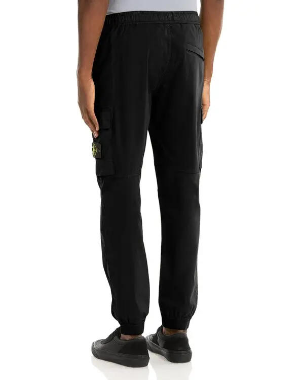 Stone Island Pantalone Slim Fit Tapered Cotton Blend Pants - Black