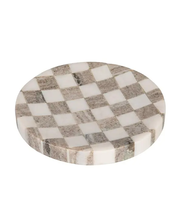 OLIVE GROVE Round Marble Checkered Cheese And Serving Tray