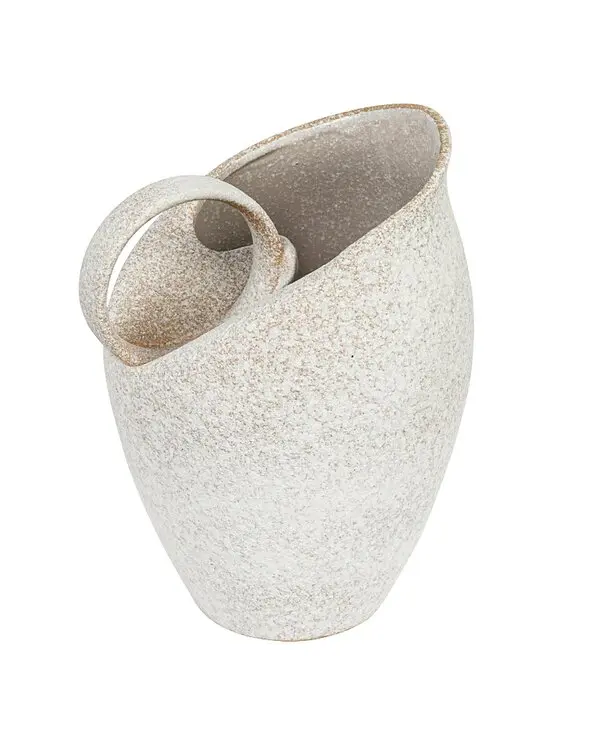 OLIVE GROVE Textured Stoneware Pitcher With Reactive Glaze - White