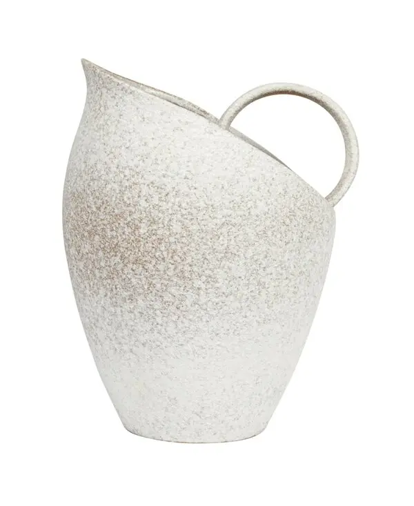 OLIVE GROVE Textured Stoneware Pitcher With Reactive Glaze - White