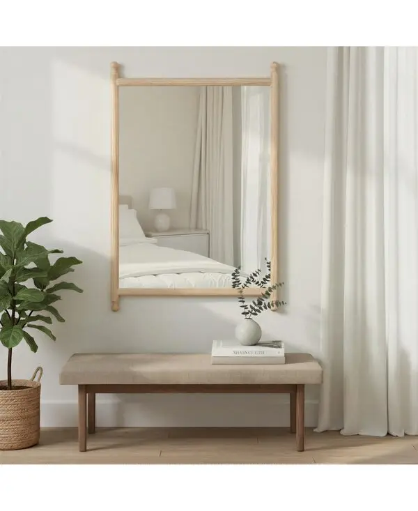 ROWENA INTERIORS Rectangular Wall Mirror With Wood Dowel Frame