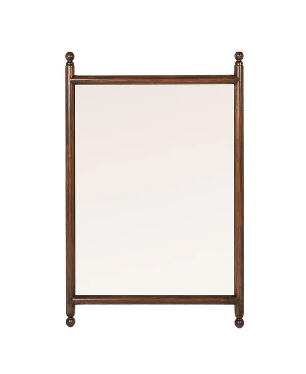 ROWENA INTERIORS Rectangular Wall Mirror With Wood Dowel Frame - Walnut