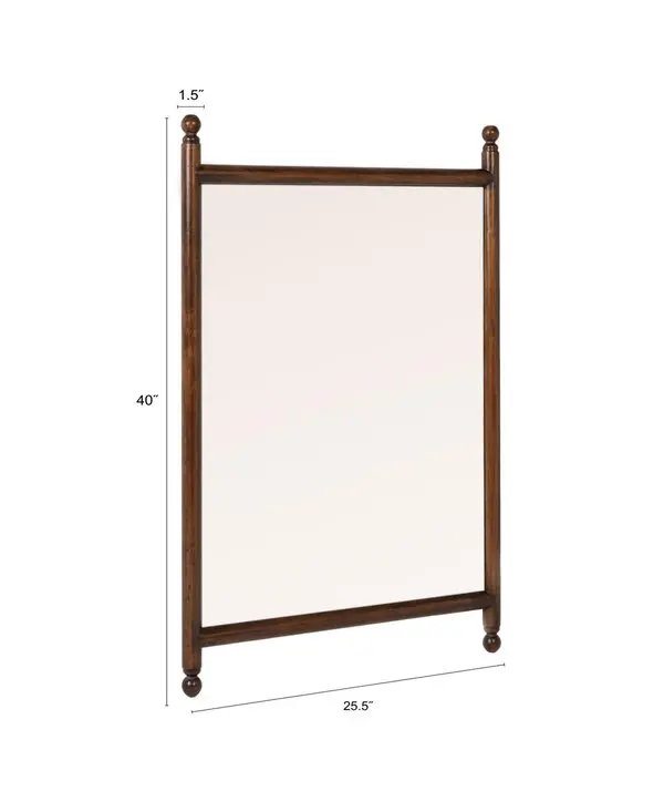 ROWENA INTERIORS Rectangular Wall Mirror With Wood Dowel Frame - Walnut