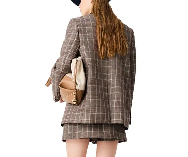 Maje Vapimi Removable Collar Check Jacket