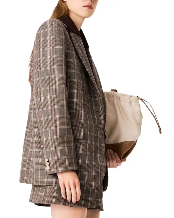 Maje Vapimi Removable Collar Check Jacket