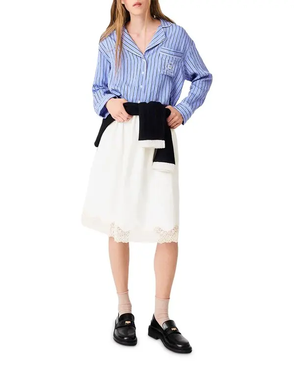 Maje Jentelle Lace Hem Skirt