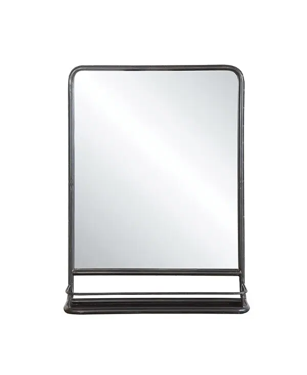 OLIVE GROVE Metal Framed Wall Mirror With Shelf - Black
