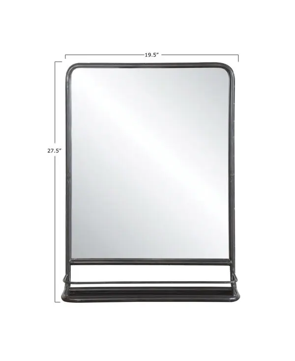 OLIVE GROVE Metal Framed Wall Mirror With Shelf - Black