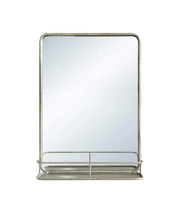 OLIVE GROVE Metal Framed Wall Mirror With Shelf - Silver