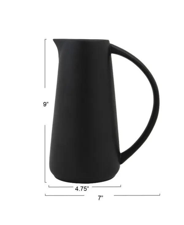 OLIVE GROVE Modern Stoneware Pitcher - Black