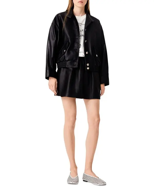 Maje Jozeblack Short Leather Skirt