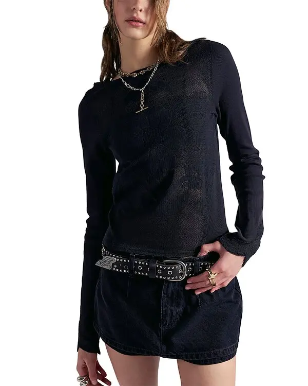 Free People Delilah Pointelle Top - Black