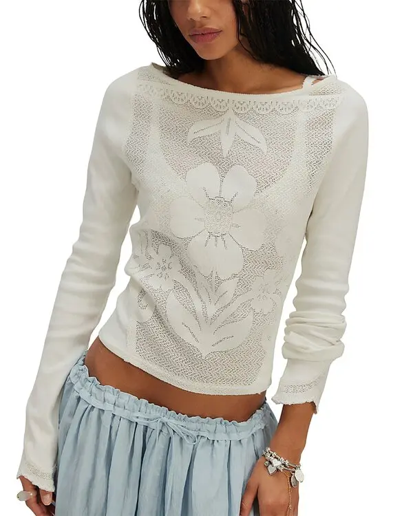 Free People Delilah Pointelle Top - Clean Ivory