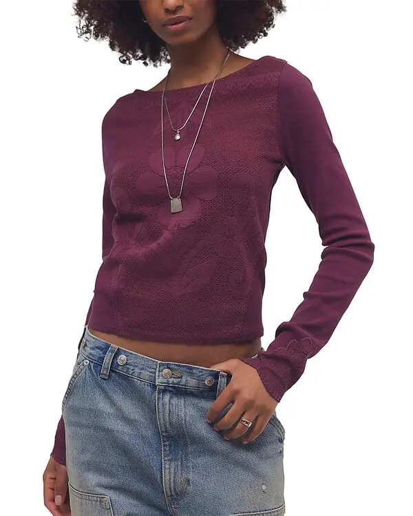 Free People Delilah Pointelle Top - Precious Wine