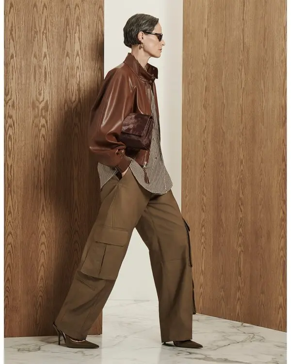AGOLDE Nova Faux Leather Bomber Jacket - Palisander
