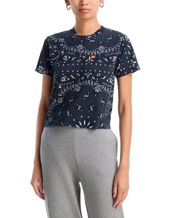 Aviator Nation Bandana Crewneck Boyfriend Tee - Charcoal