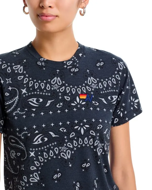 Aviator Nation Bandana Crewneck Boyfriend Tee - Charcoal