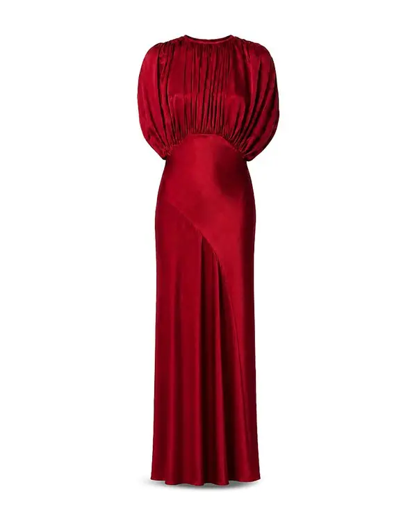Tove Silk Gathered Maxi Dress - Claret