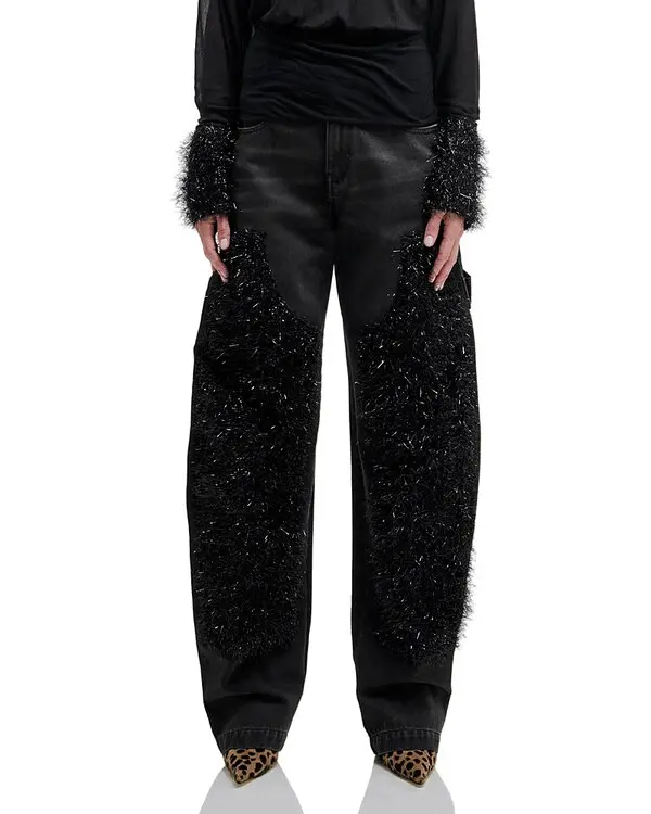 DARKPARK Audry Double Knee Lurex Barrel Leg Carpenter Jeans In Washed