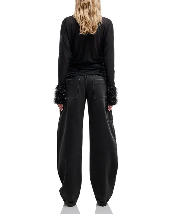 DARKPARK Audry Double Knee Lurex Barrel Leg Carpenter Jeans In Washed