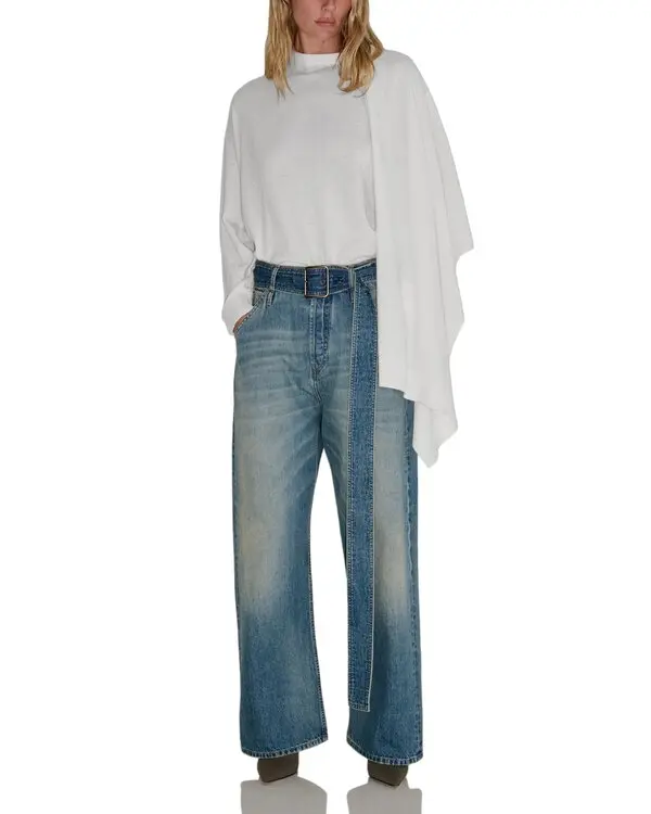 DARKPARK Addison Wool Cashmere Knit Scarf Top - White