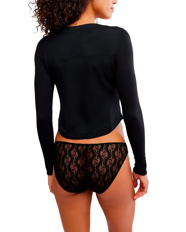 Free People Dream State Henley Top - Fp Black