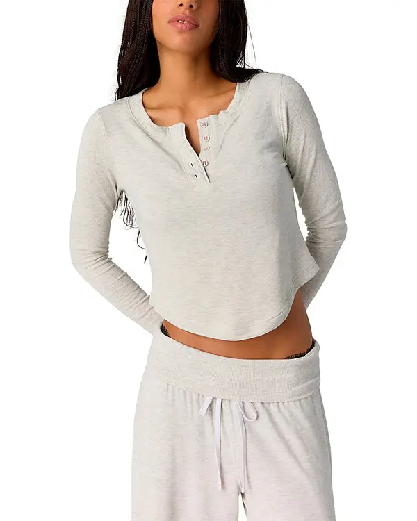 Free People Dream State Henley Top - Heather Grey