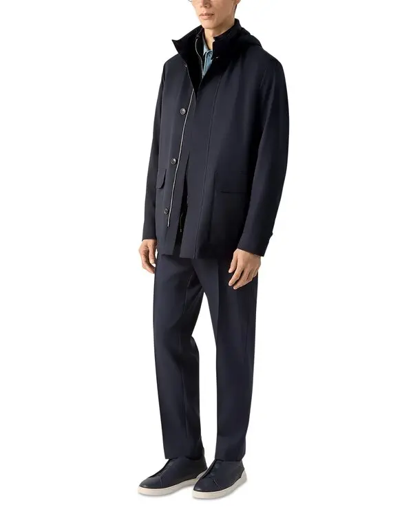 Zegna Microfiber Motorin Detachable Hood Car Coat
