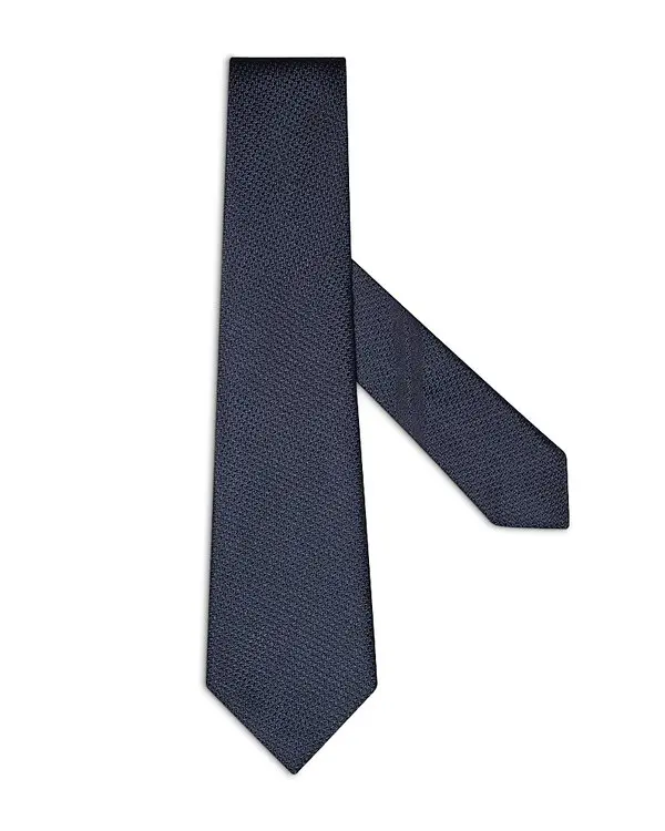 Zegna Jacquard Textured Silk Classic Tie - Navy Blue