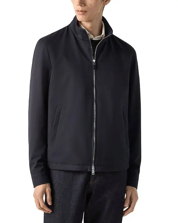 Zegna Microfiber Motorin Blouson Jacket - Navy Blue