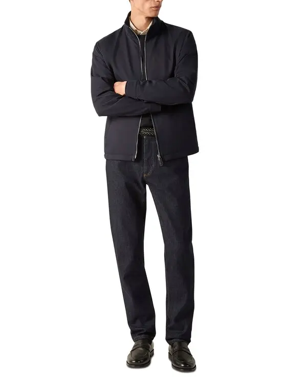 Zegna Microfiber Motorin Blouson Jacket - Navy Blue