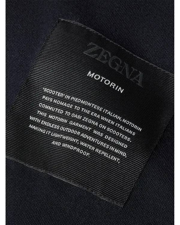 Zegna Microfiber Motorin Blouson Jacket - Navy Blue