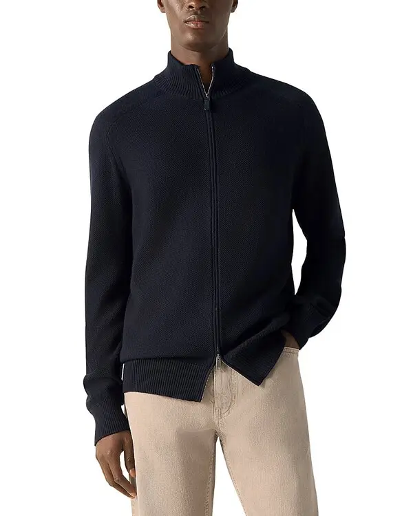 Zegna Cashseta Cashmere Blend Full Zip Cardigan Sweater
