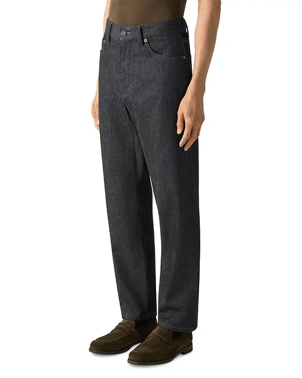 Zegna Roccia Slim Fit Cotton Blend Stretch Jeans - Blue