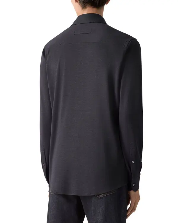 Zegna Cashmere Blend Button Down Shirt - Navy Blue