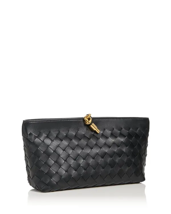 Bottega Veneta Andiamo Intrecciato Leather Pouch - Black/brass