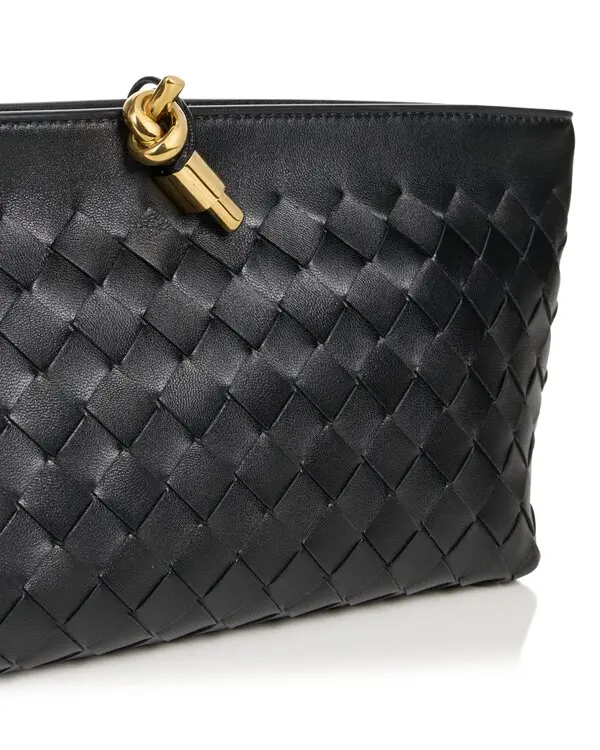 Bottega Veneta Andiamo Intrecciato Leather Pouch - Black/brass